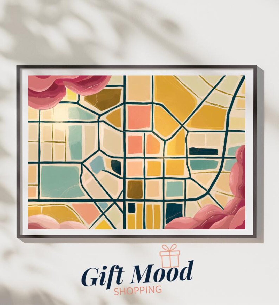 Abstract Map Art Print | Geometric Flow | Printable Digital Download ...