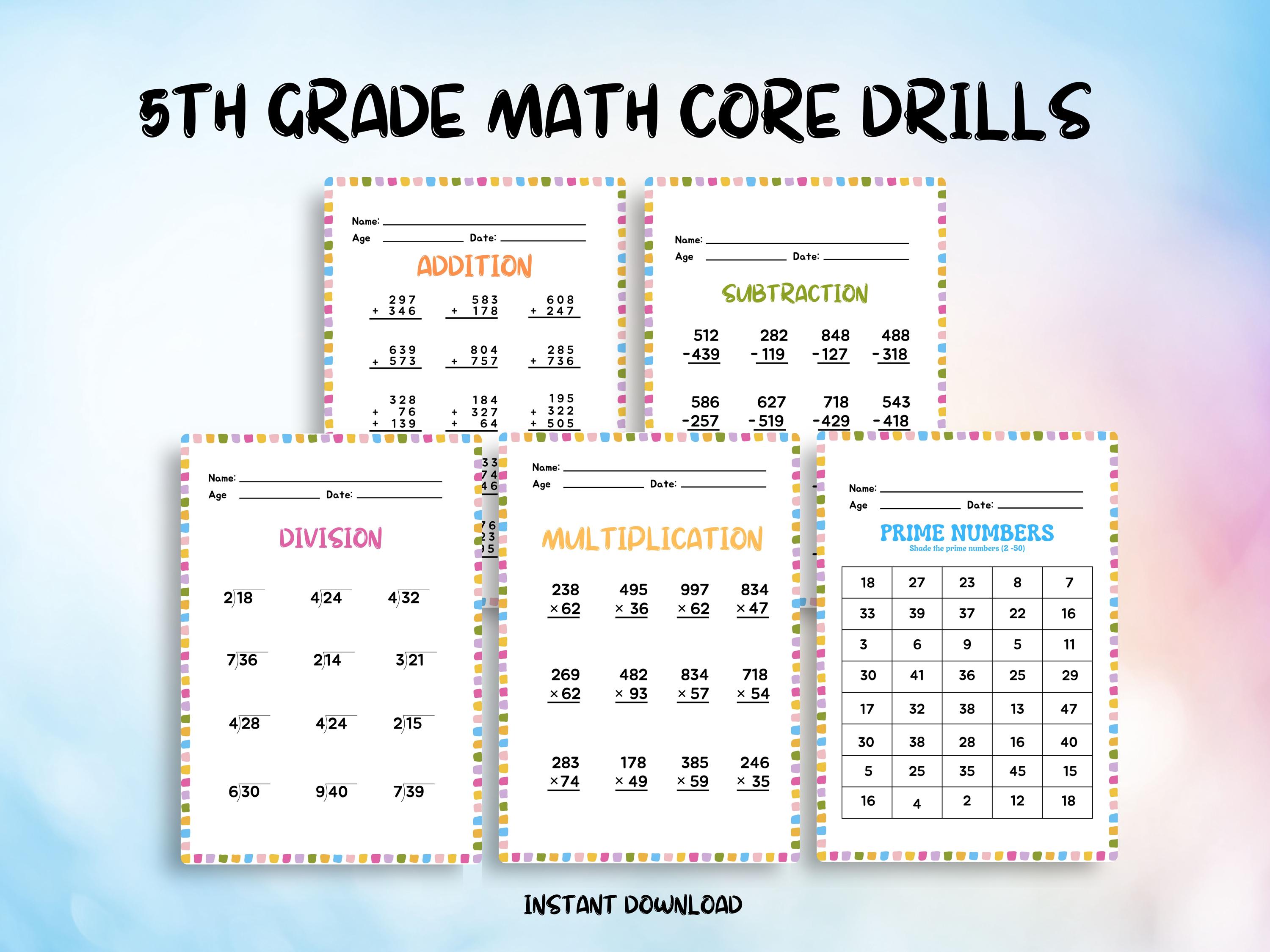 Printable 5th Grade Math Worksheets - Educational Resources for Kids - Etsy