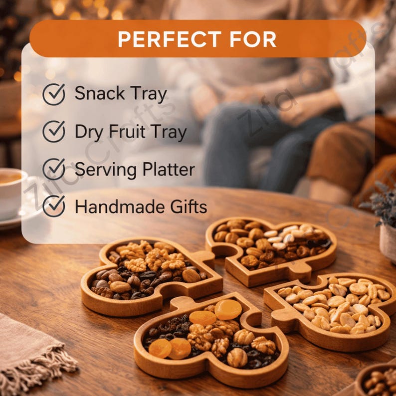 Heart Puzzle Snack Tray CNC Template Wooden Serving Board SVG DXF Laser ...