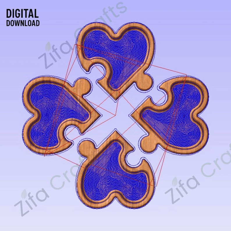 Heart Puzzle Snack Tray CNC Template Wooden Serving Board SVG DXF Laser ...