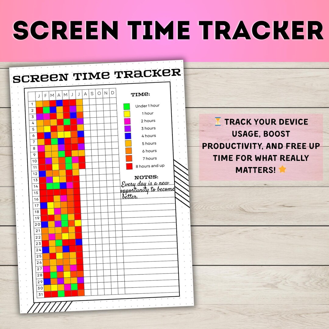 Screen Time Tracker: Printable Digital Detox Journal (PDF) - Etsy