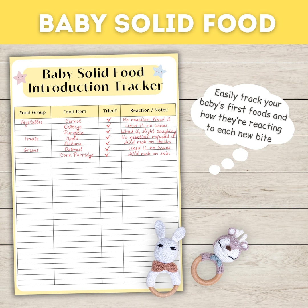 Baby Solid Food Tracker, Printable Baby Feeding Log, Infant Meal ...