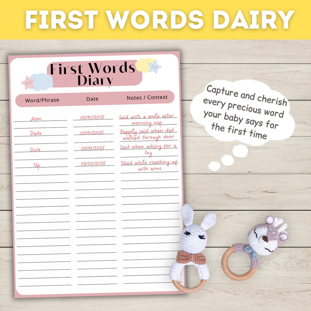 Baby First Words Tracker: Printable Milestone Planner (PDF) - Etsy