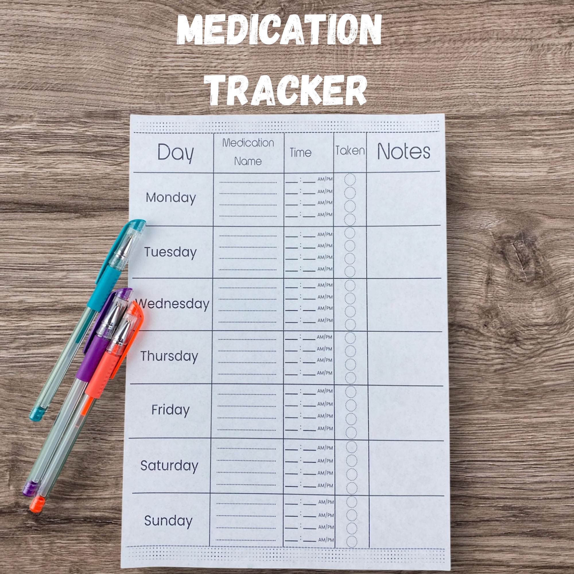 Weekly Medication Tracker Printable: Minimalist Pill & Treatment Log ...