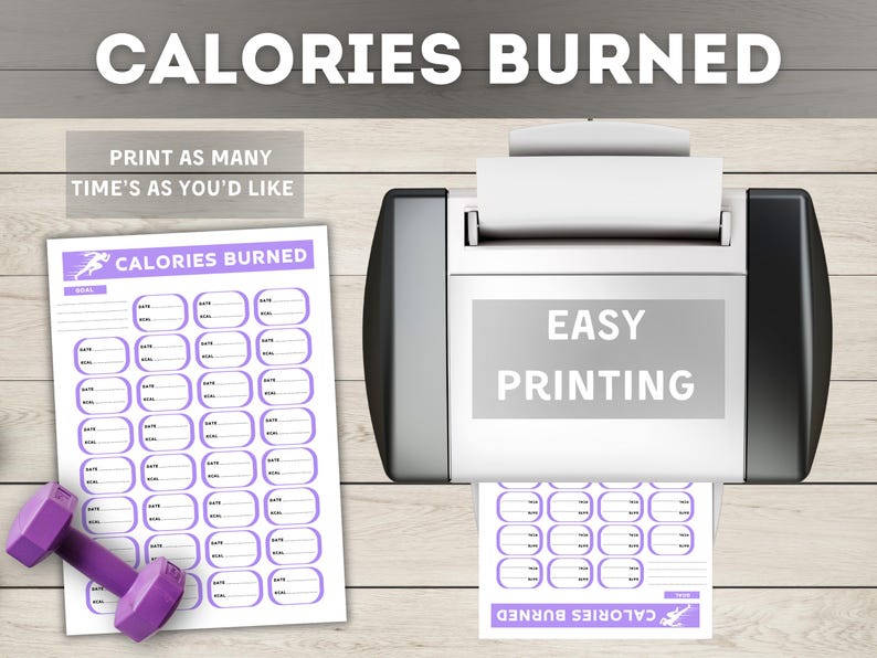 Calories Burned, Tracker Fitness Log, Printable Health Tracker, Workout ...