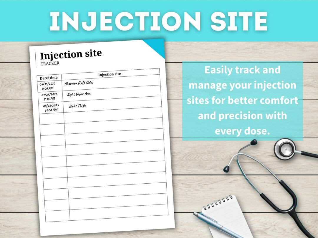 Injection Site Tracker, Printable Medical Log, Digital PDF, Health ...