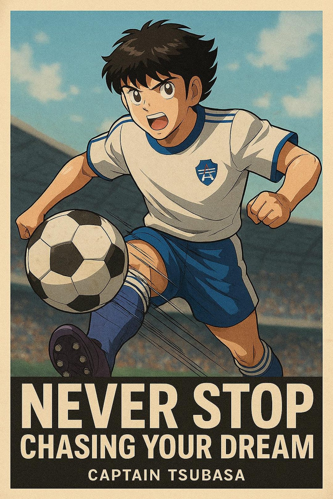 Captain Tsubasa Motivational Poster | Never Stop Chasing Your Dream ...