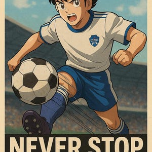 Captain Tsubasa Motivational Poster | Never Stop Chasing Your Dream ...
