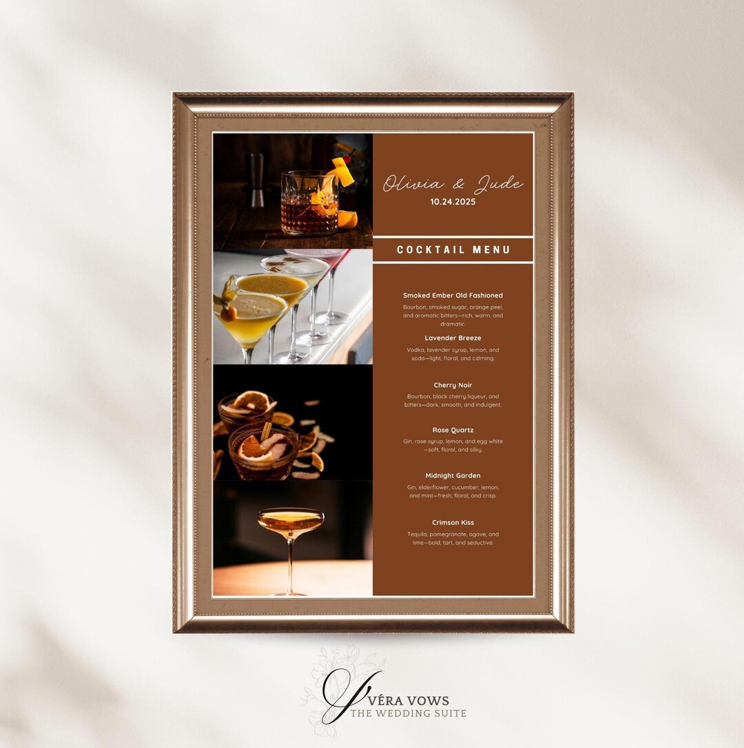 Editable Wedding Cocktail Menu Template, Signature Drinks Sign, Canva ...