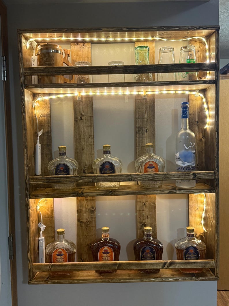 Bourbon Display| Whiskey Shelf| Bar Shelving| Liquor Holder| Kitchen ...
