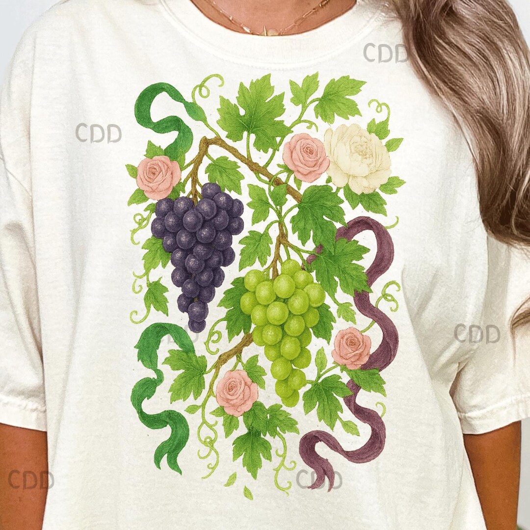 Grapevine PNG With Green and Purple Grapes, Roses, and Ribbons ...