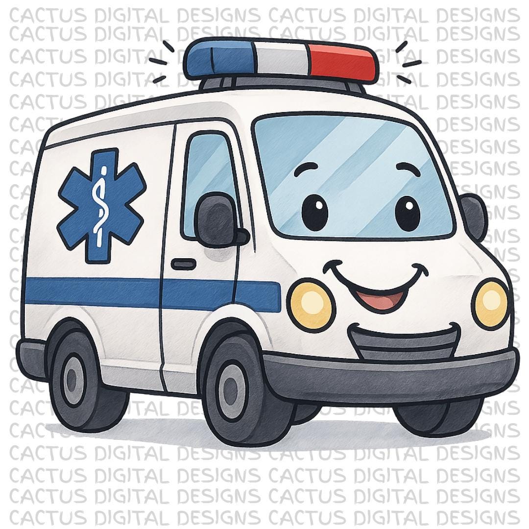 Cute Cartoon Ambulance PNG – Smiling EMT Van Clipart, Paramedic Vehicle ...