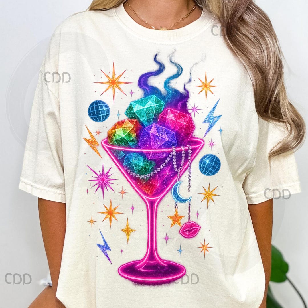 Martini Glass Png, Cocktail Glass Png, Neon Drink Png, Rainbow Gem Png ...