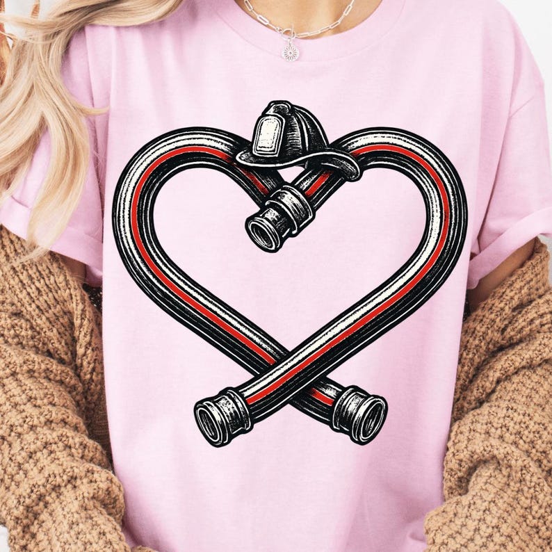 Firefighter Heart Hose PNG, Firefighter Helmet Sublimation, Fire Hose ...