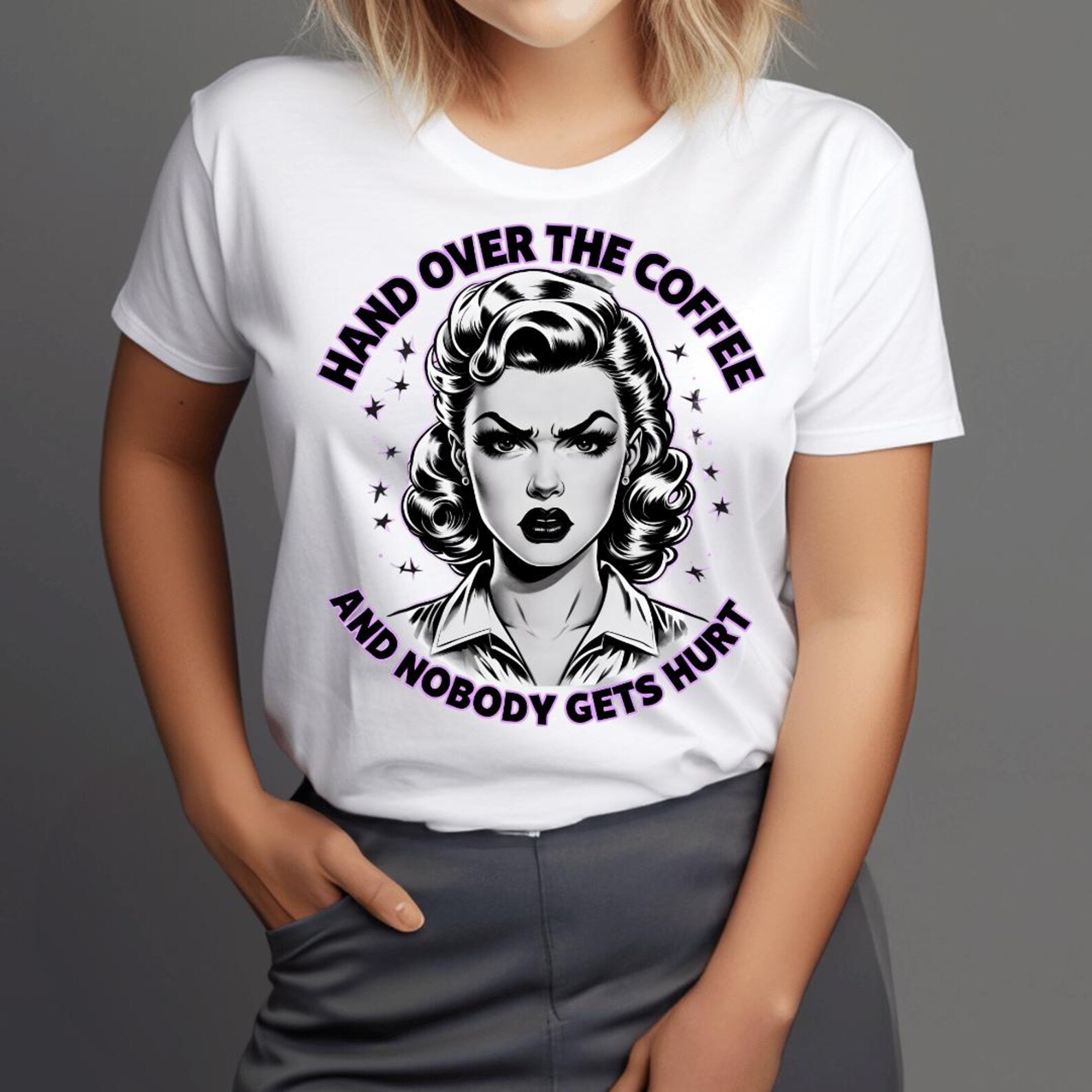 Hand Over the Coffee PNG – Funny Retro Coffee Quote Clipart, Grumpy ...