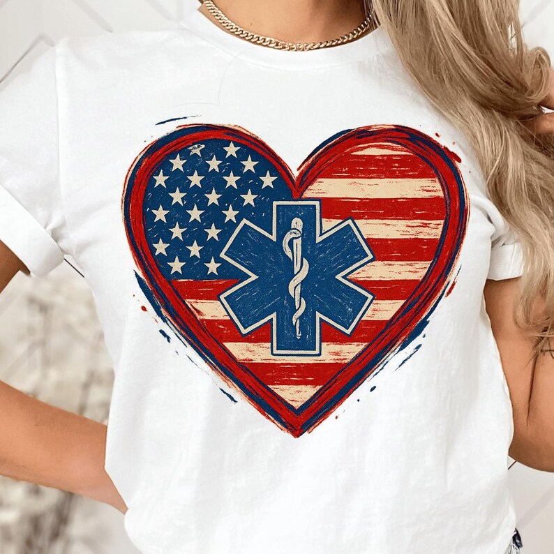 Patriotic EMT Png, EMS Heart Sublimation, Emergency Medical Technician ...
