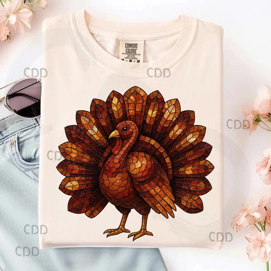 Thanksgiving Turkey Png, Stained Glass Turkey Png, Fall Bird Clipart ...