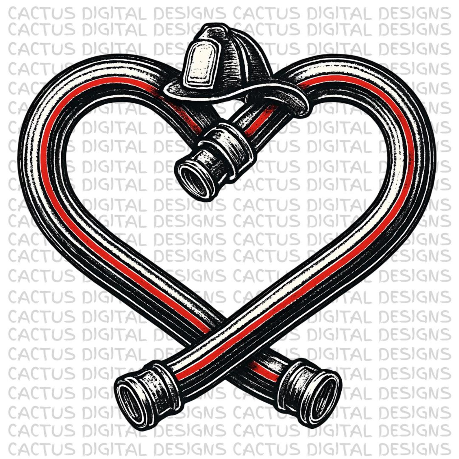 Firefighter Heart Hose PNG, Firefighter Helmet Sublimation, Fire Hose ...