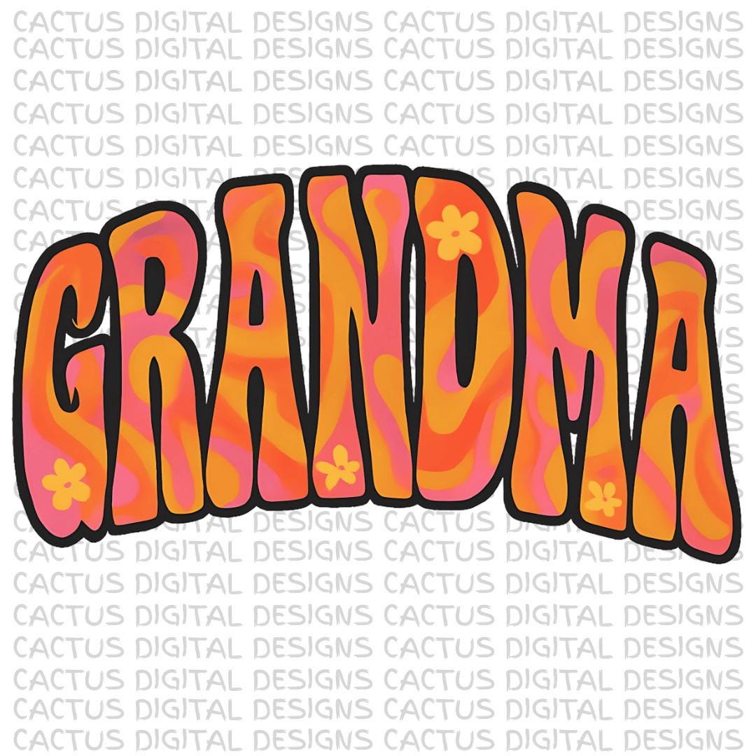 Retro Grandma PNG, Groovy Hippie Grandma Sublimation, Flower Power ...