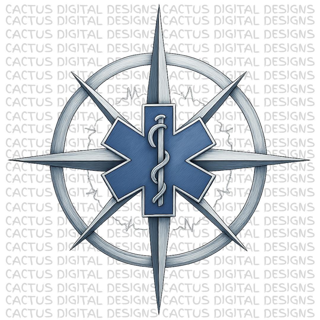 Star of Life Compass EMT PNG – Paramedic Symbol Digital Graphic, EMS ...
