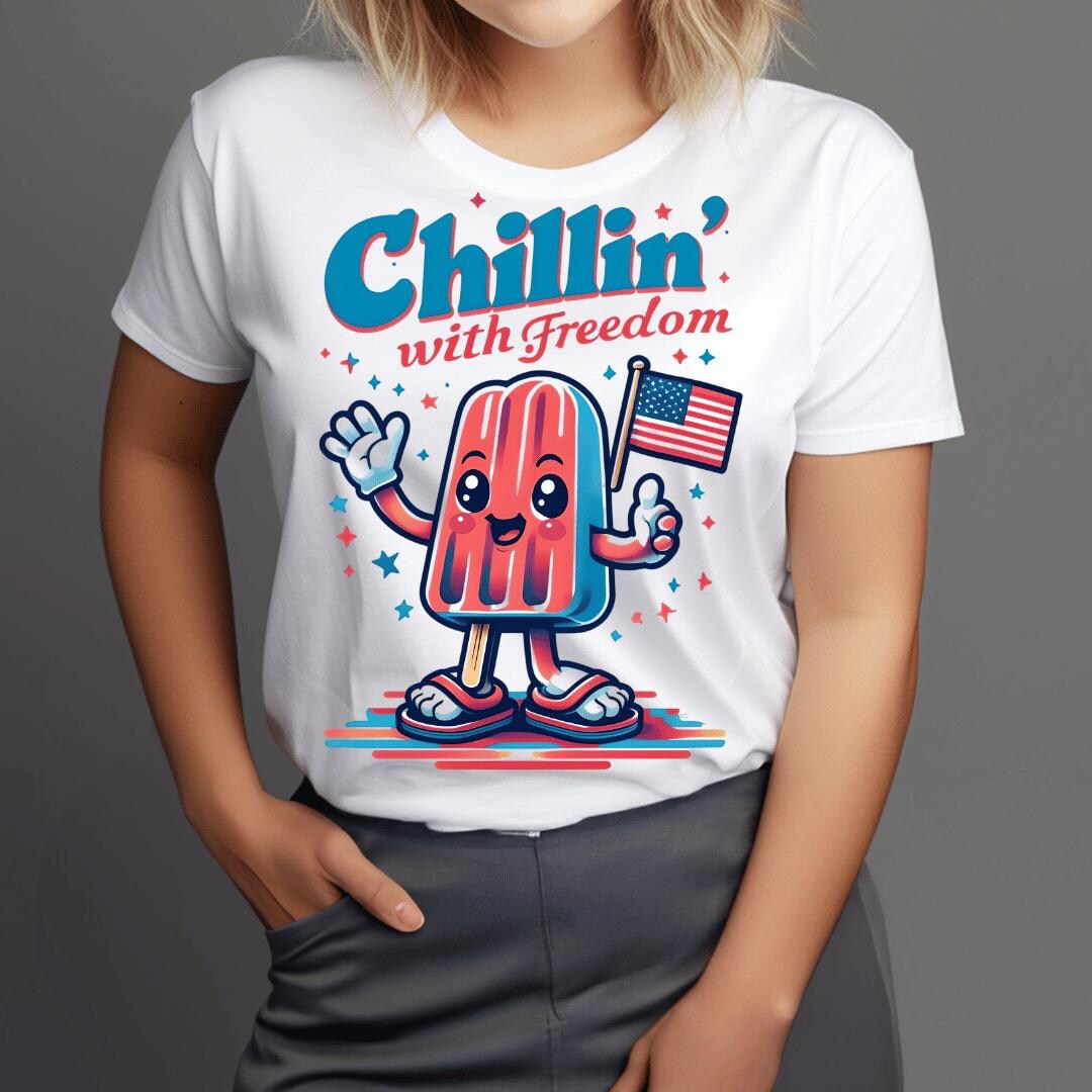 Chillin’ With Freedom PNG – Cute Patriotic Popsicle Holding USA Flag ...