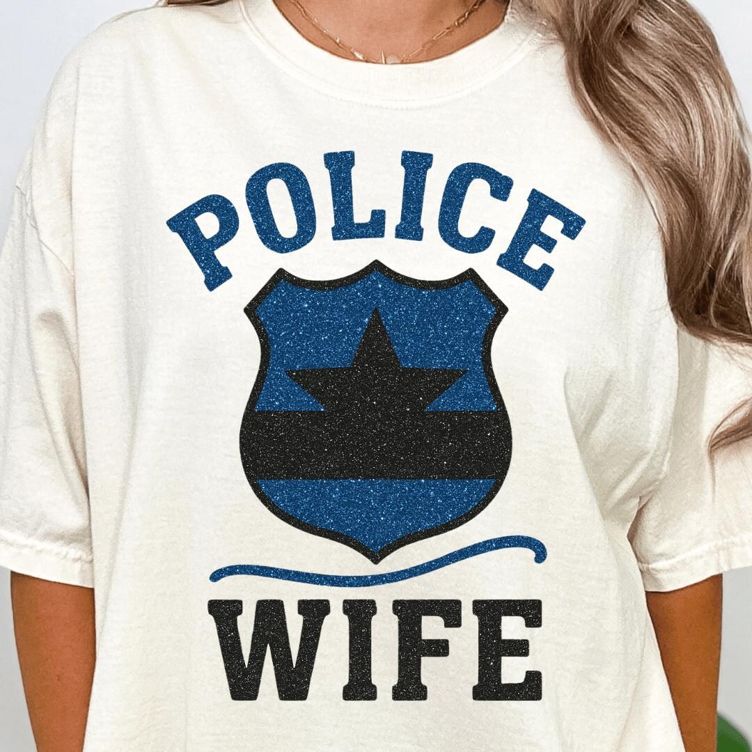 Police Wife PNG, Thin Blue Line Glitter Sublimation, Law Enforcement ...