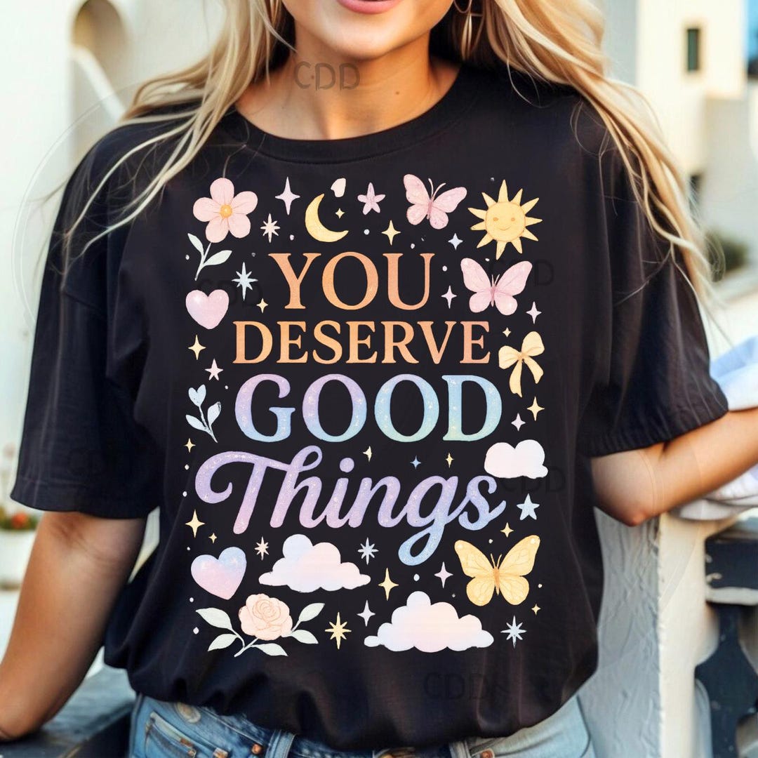 You Deserve Good Things Png, Pastel Rainbow Affirmation Art, Self Love ...
