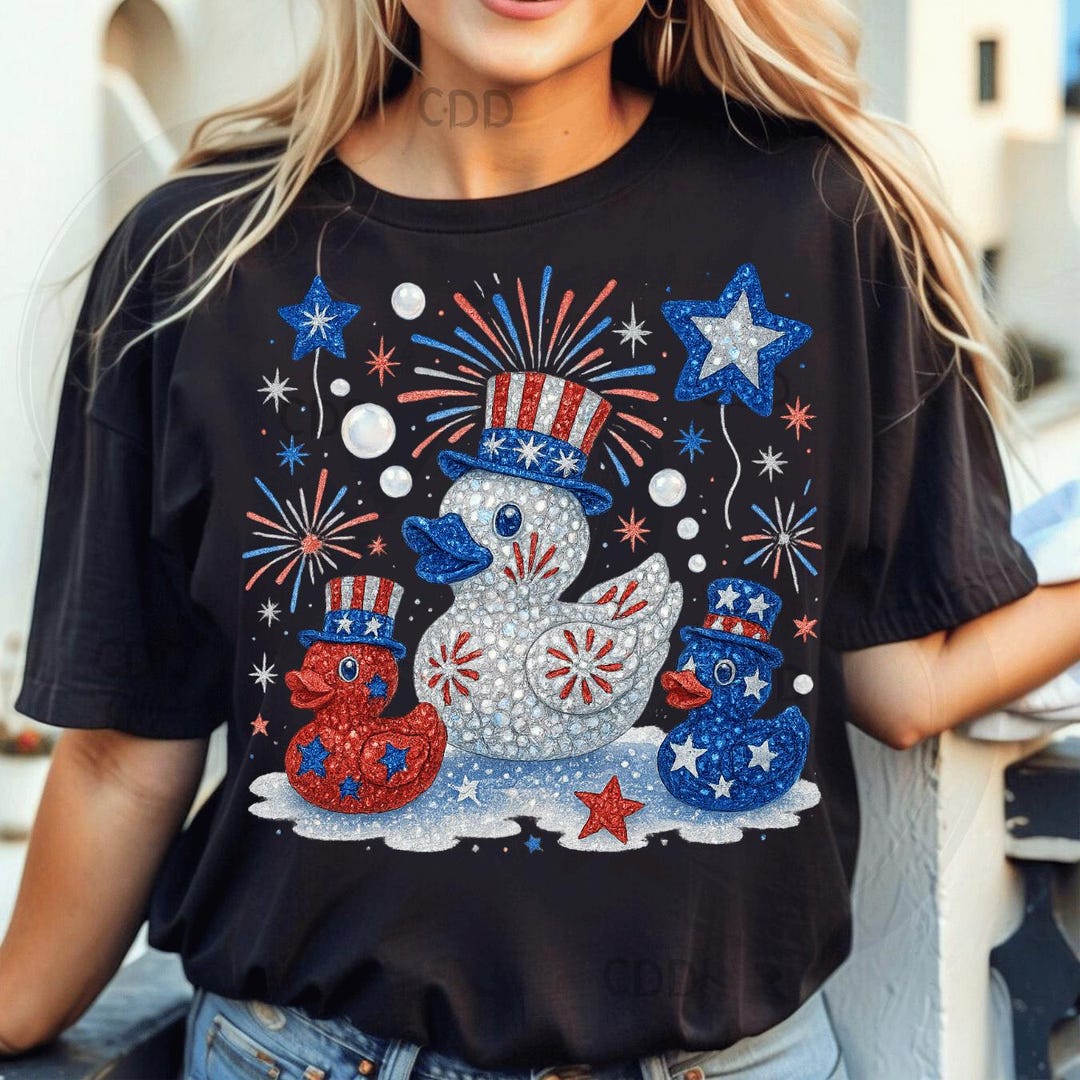 Fourth of July Duck Png, Patriotic Rubber Duck Art, Red White Blue ...