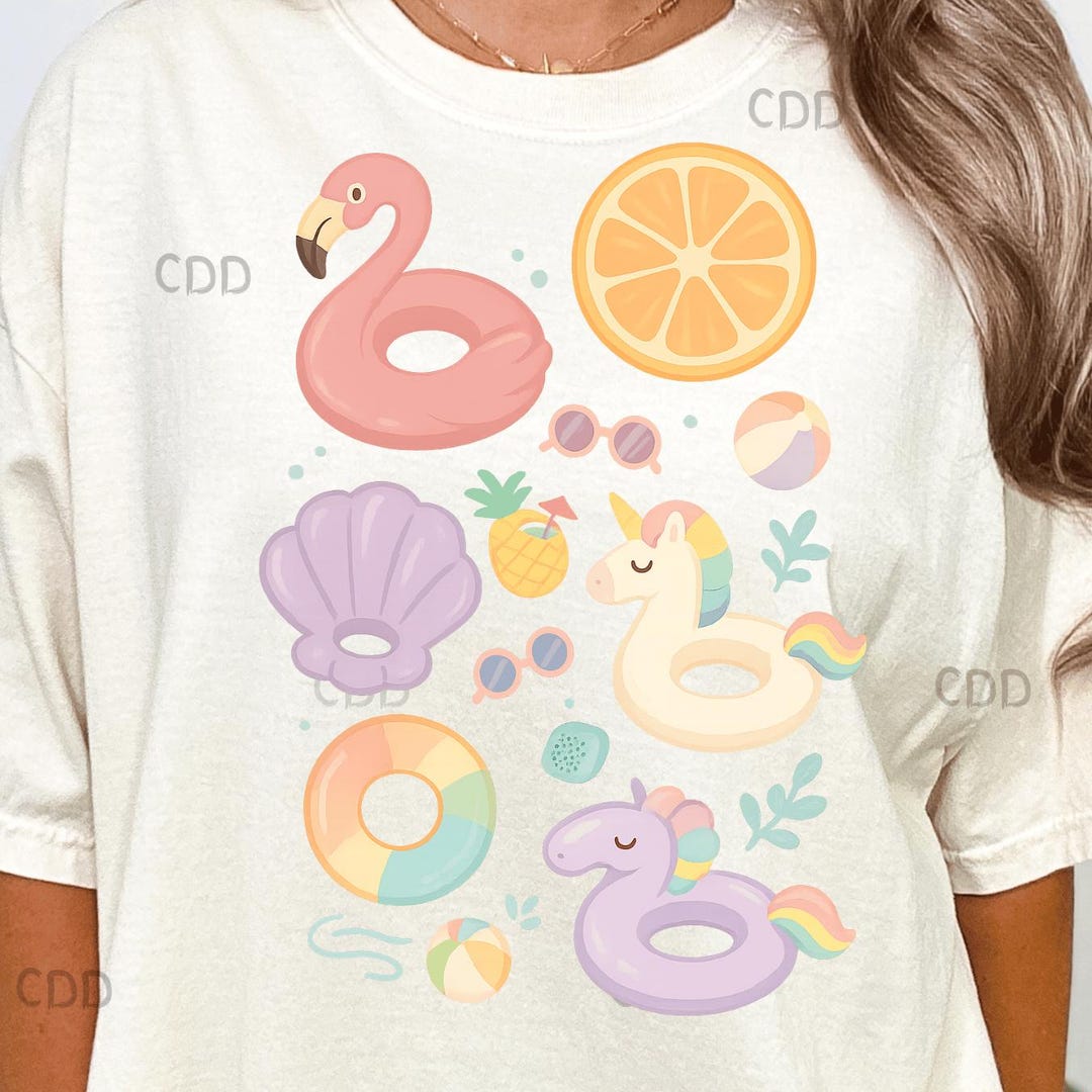 Summer Pool Floaties PNG, Cute Flamingo, Unicorn, Pineapple, Beach Ball ...