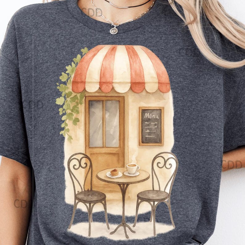 French Café Table PNG With Bistro Chairs, Coffee and Pastry – Parisian ...