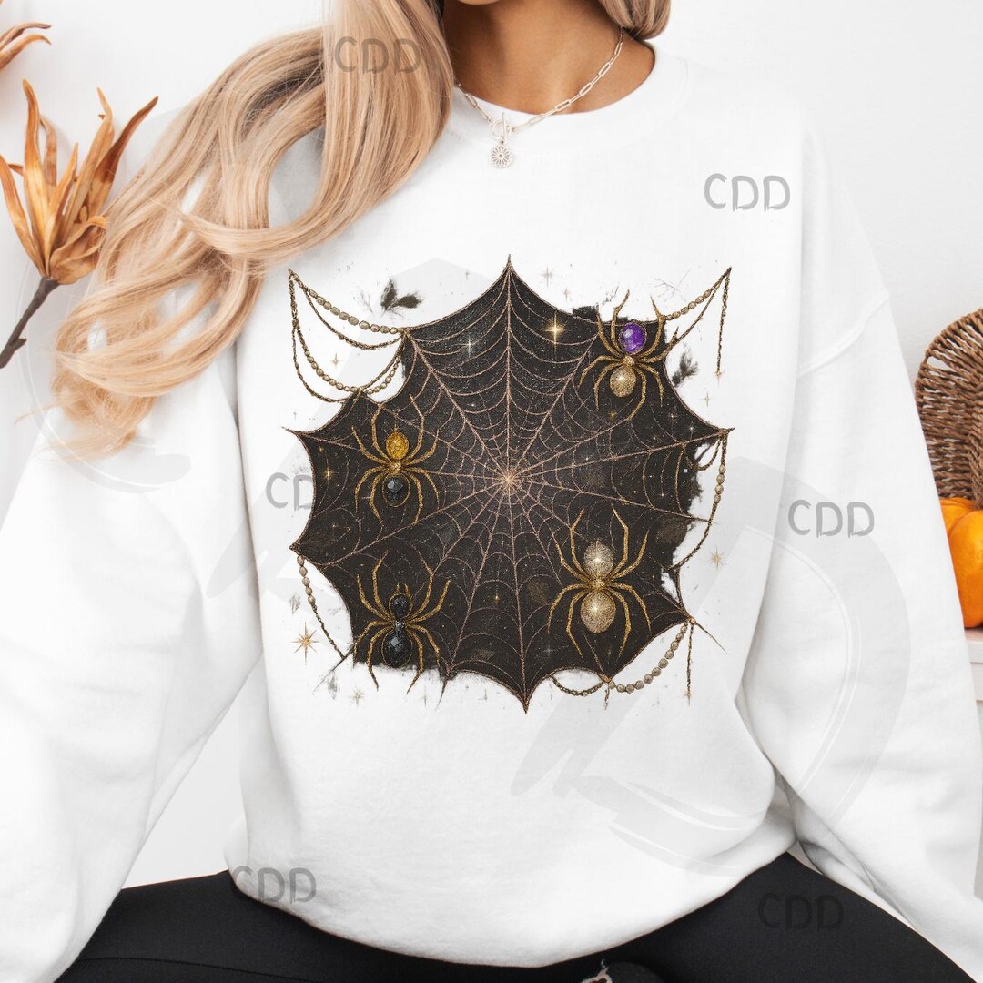 Crystal Spider Web Png Gothic Halloween Sparkle Spider Clipart Elegant ...