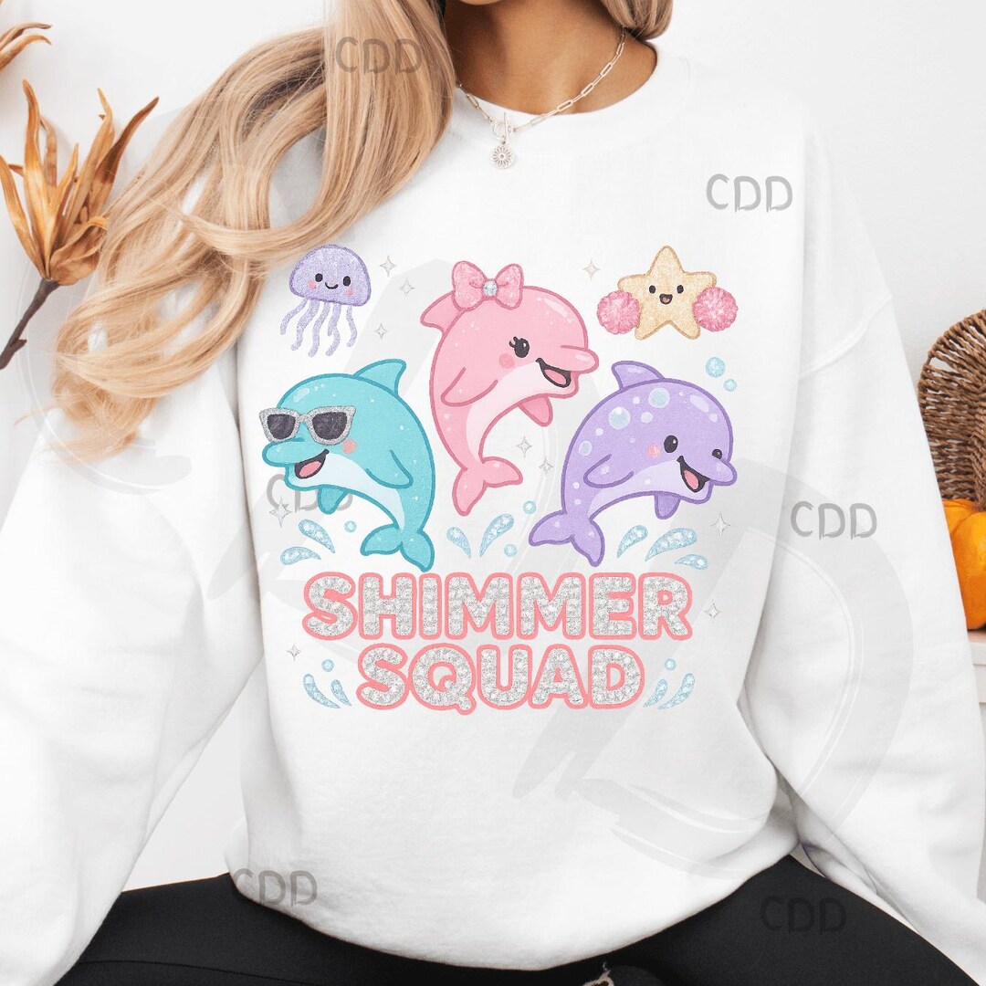 Shimmer Squad Png, Cute Dolphin Png, Kawaii Sea Animal Png, Glitter ...