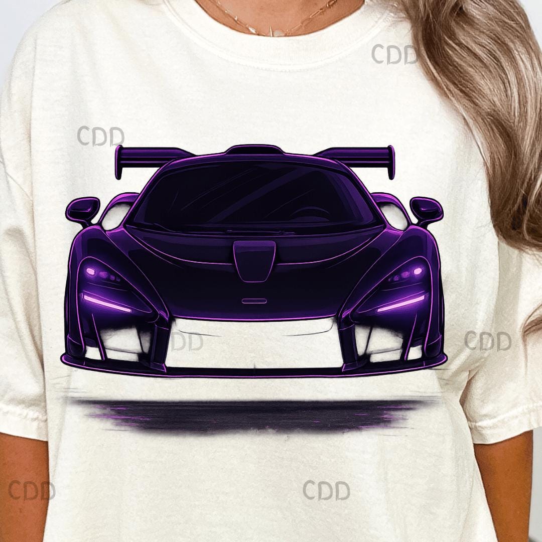 Purple Neon Supercar PNG Art – Front-facing Speedster With Futuristic ...