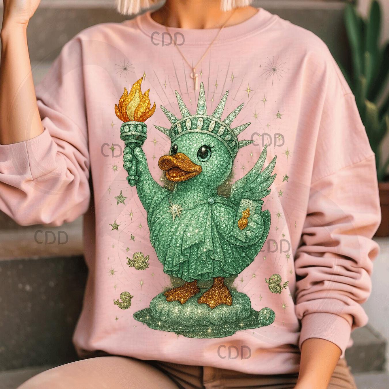 Statue of Liberty Duck Png, Patriotic Rubber Duck Art, Glitter Duck ...