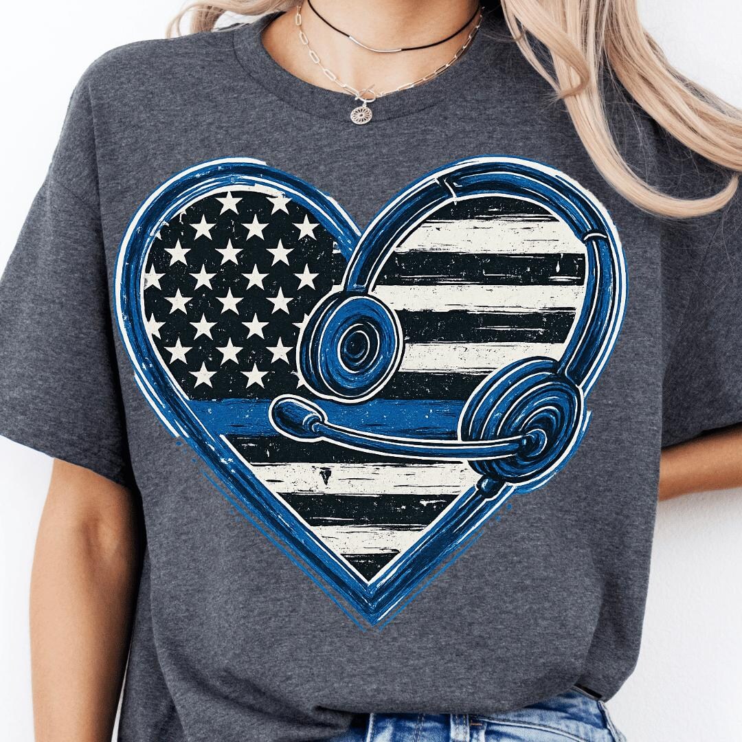 911 Dispatcher Heart PNG, Thin Blue Line Sublimation, Police Dispatcher ...