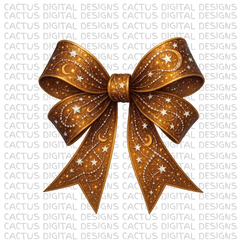 Celestial Bow Png, Moon Star Bow Png, Glitter Brown Bow Clipart, Cosmic ...