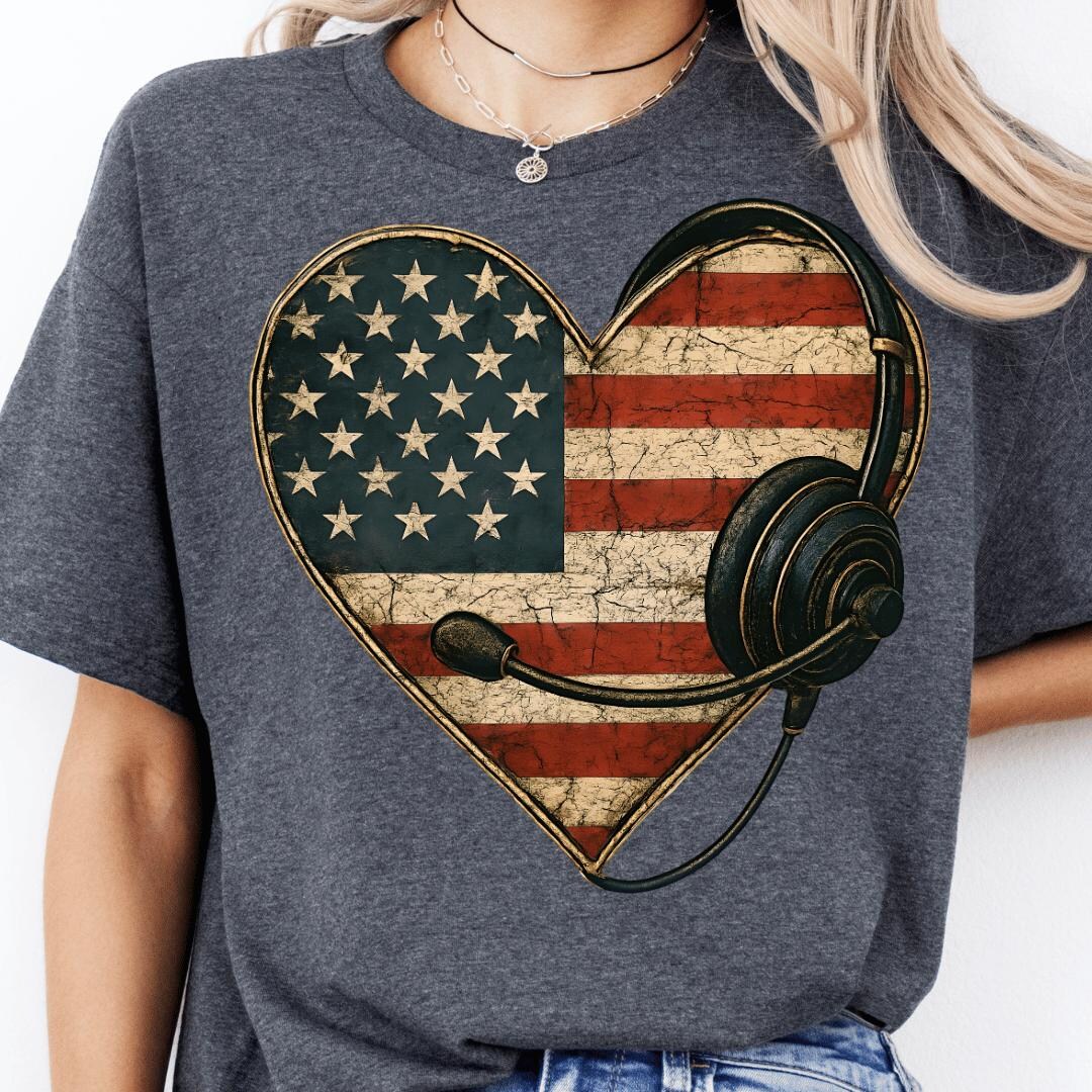 911 Dispatcher PNG – American Flag Heart Sublimation, First Responder ...