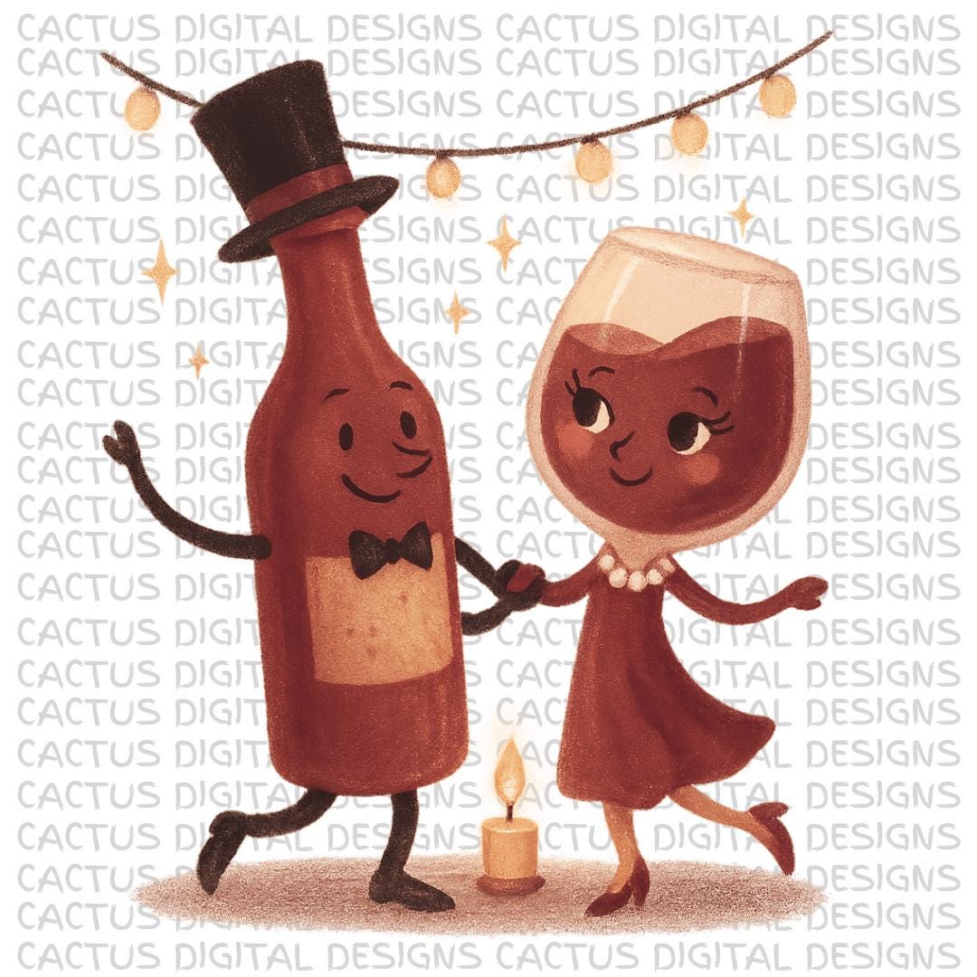 Dancing Wine Couple PNG – Cute Cartoon Wine Glass and Bottle ...