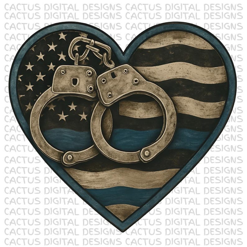 Thin Blue Line Handcuff Heart PNG, Police Officer Sublimation, Law ...