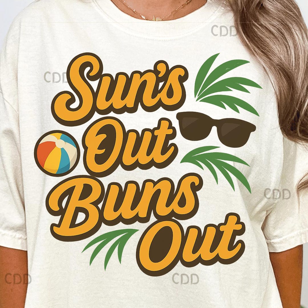 Sun's Out Buns Out PNG, Summer Beach Quote, Retro Summer Typography ...
