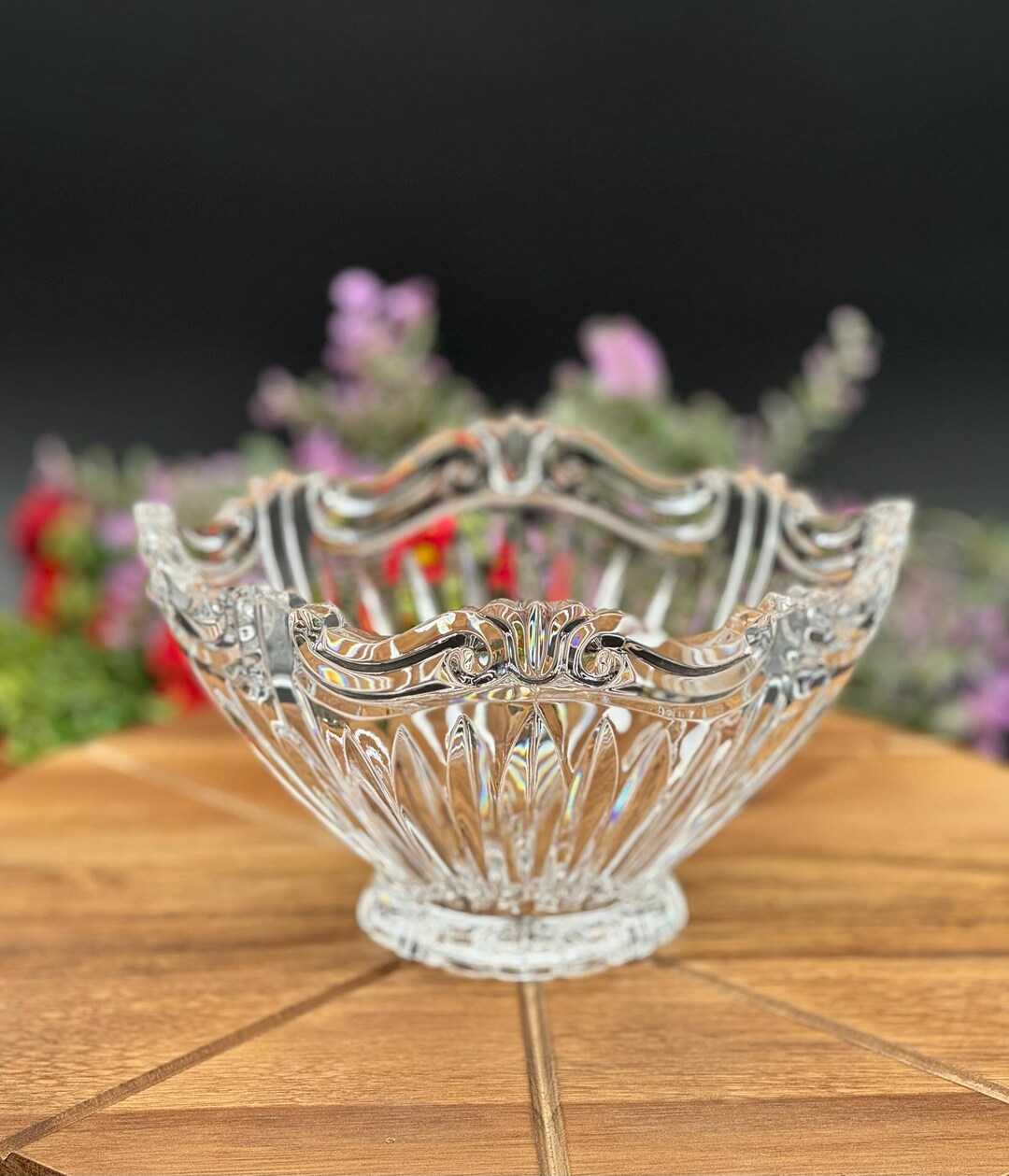 Oneida Augustina Crystal Centerpiece Bowl – Unmarked German Cut Glass ...