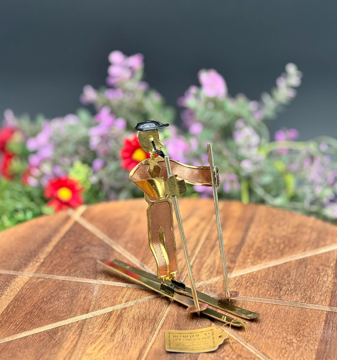 Vintage Brass Skier Figurine – Lifeline for the Old, Jerusalem Israel ...