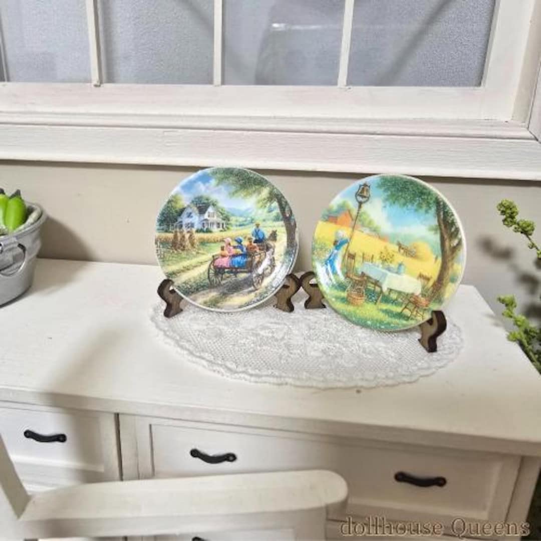 Miniature Farmhouse Scene Plates – 4 Versions (2 Pcs) - Etsy