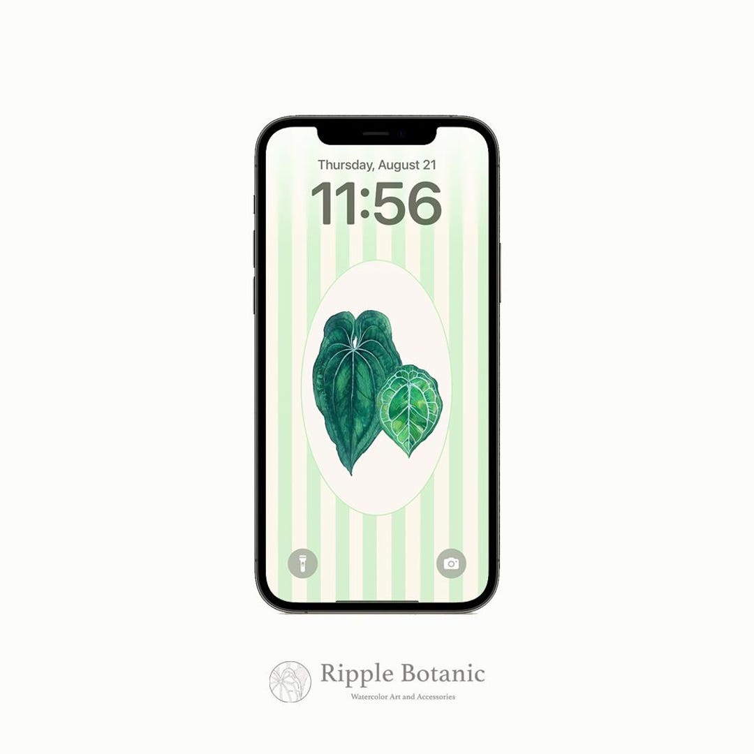 Botanical Phone Wallpaper for Plant Lover Rare Tropical Leaf Digital ...
