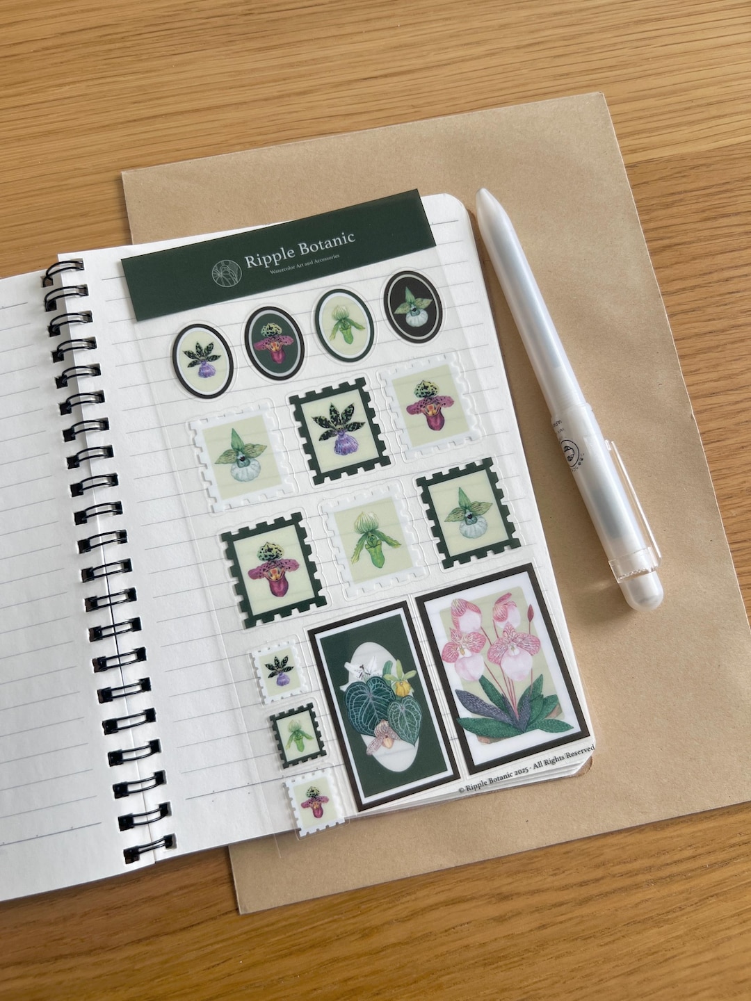 Orchid Stamp Sticker Sheet Rare Orchid Stickers Hand Painted Rare ...