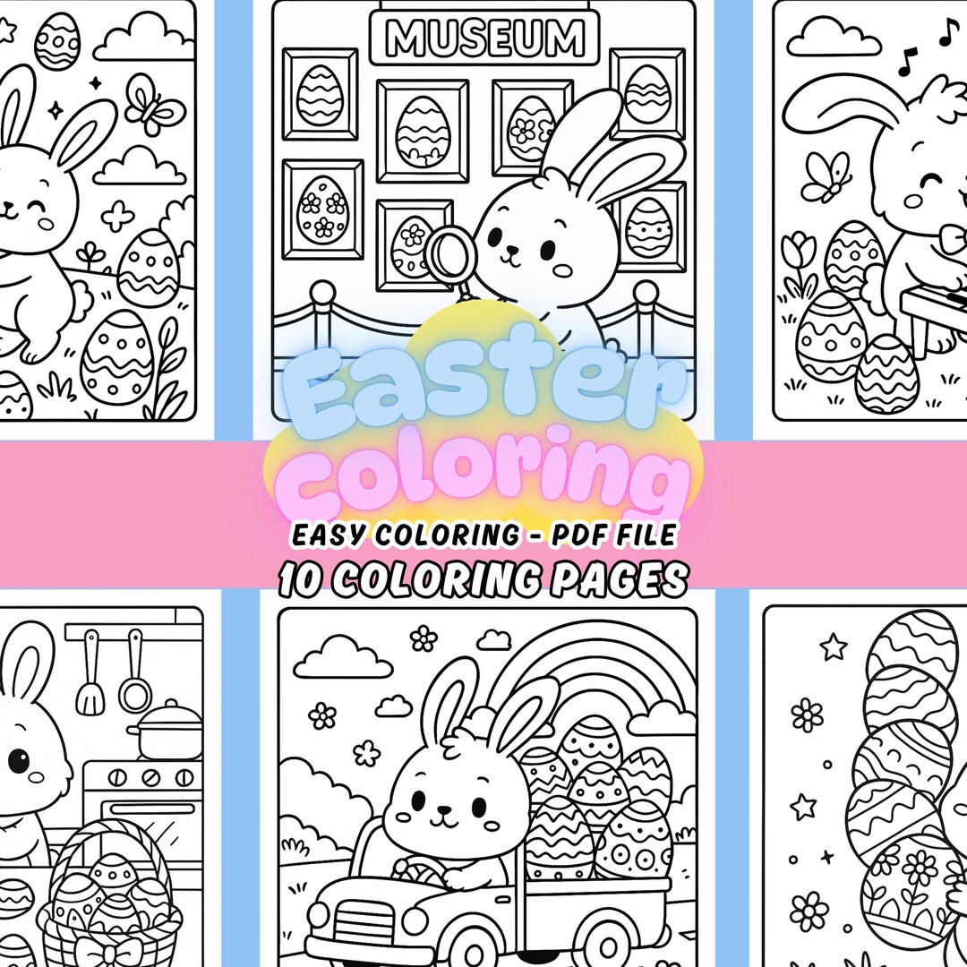 Easy Spring Coloring Pages, Easter Coloring Book, Cute Cozy Bold and ...