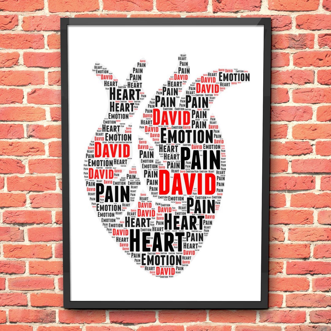 Personalized Heart Word Art Print, Wedding Engagement Gift (digital ...