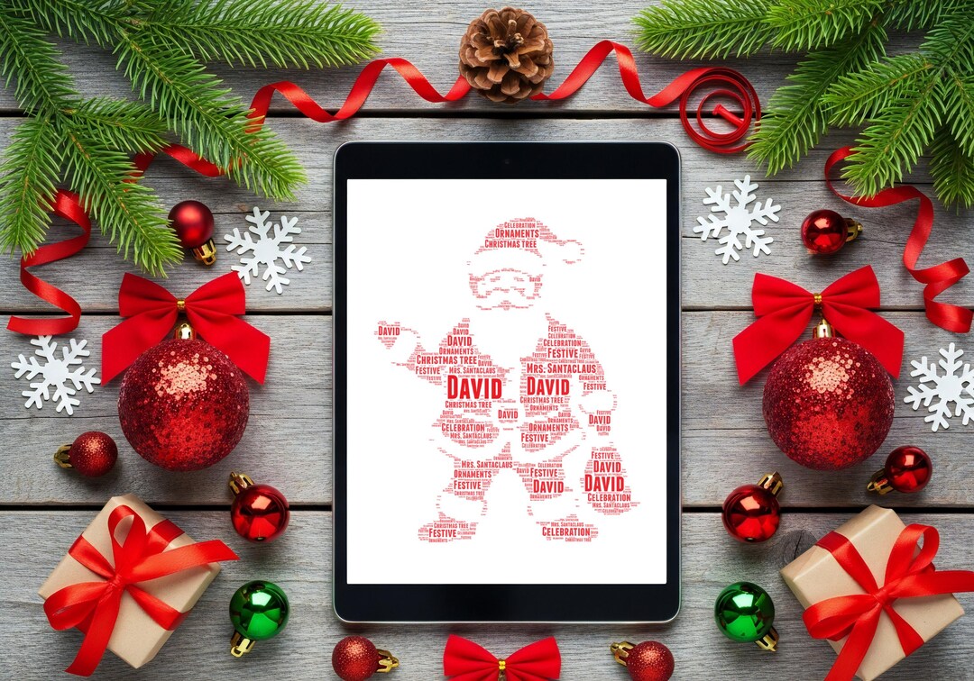 Christmas Santa Claus Word Art | Custom Holiday Print | Personalized ...