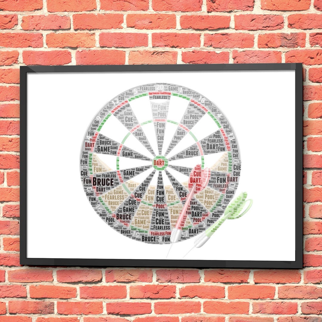 Personalized Dart Word Art Print: Custom Dartboard Decor (digital Print ...