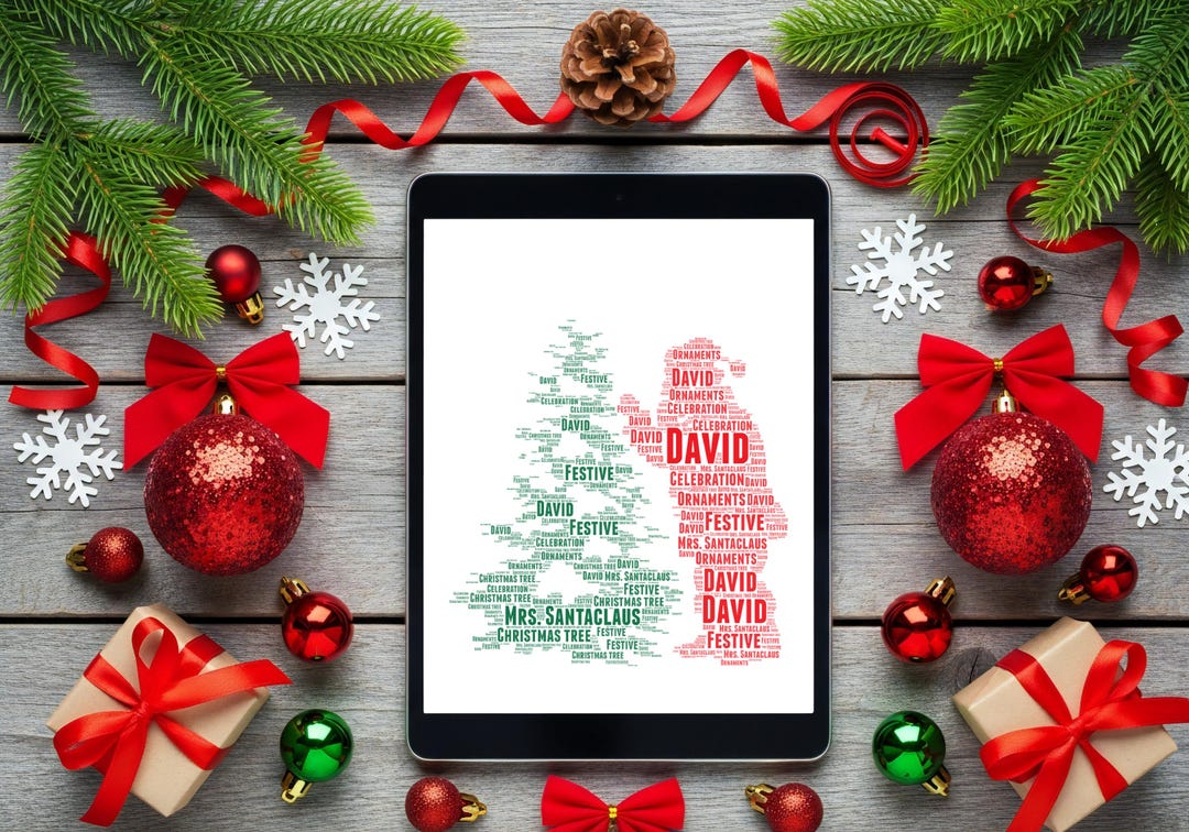 Christmas Santa Claus Word Art | Holiday Wall | Festive Printable ...